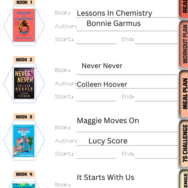 Editable Printable 100 Book Reading Challenge, 100 Book Challenge ...