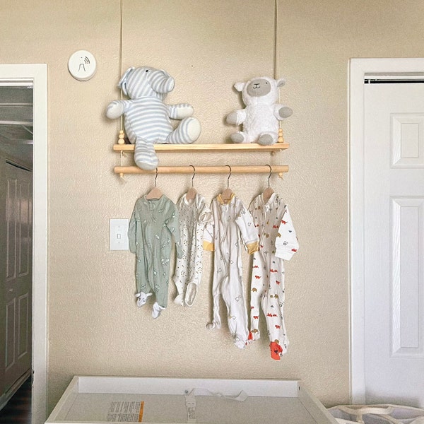 Wall Shelf, Floating Shelf, Wooden Swing Shelf With Accessory Rail ...