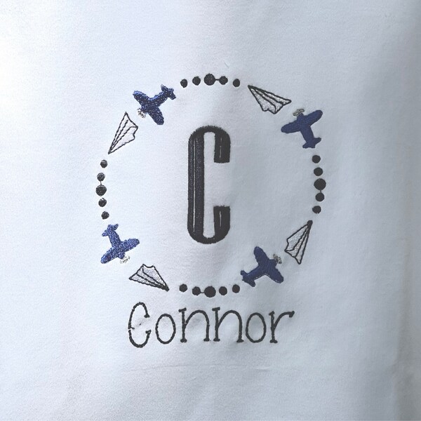 Airplane and Paper Airplane Fill Stitch Monogram Frame Planes Back to ...