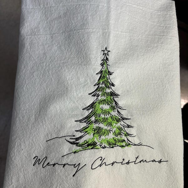 Christmas Tree Embroidery Design, Merry Christmas Embroidery File ...