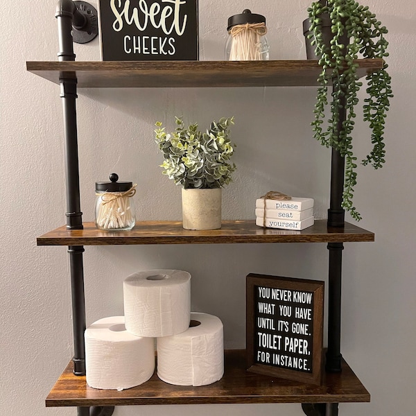 Please Seat Yourself Bathroom Farmhouse Wooden Mini Bookstack Books ...