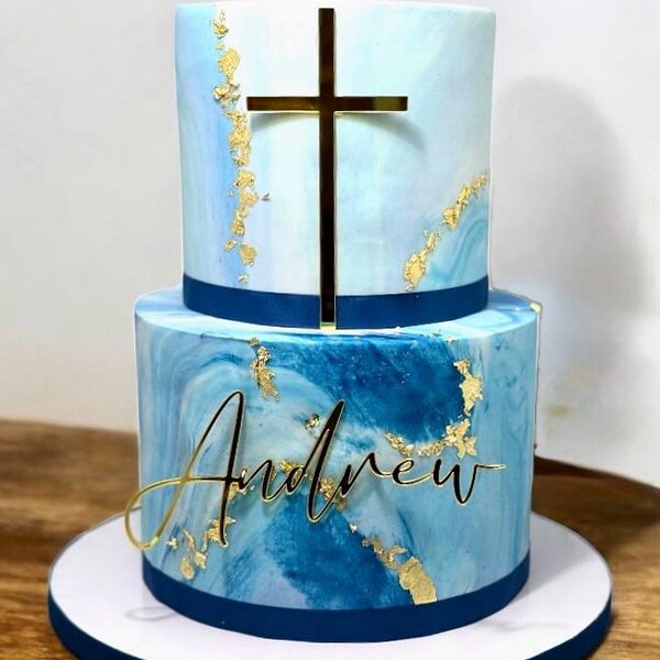 Custom Baptism Cake Charm | Cross Cake Charm | Personalized First ...