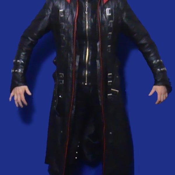 Premium Leather Blue Trench Coat - Handmade Halloween Vampire Coat ...
