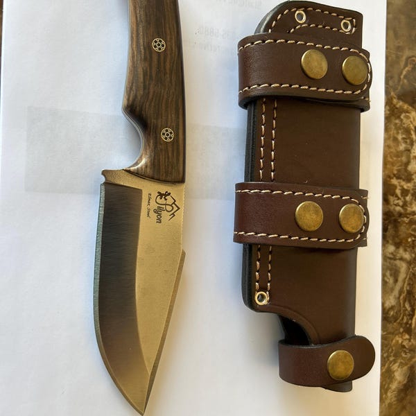 Custom EDC Knife With Scout Carry Leather Sheath, Stainless Steel Fixed ...