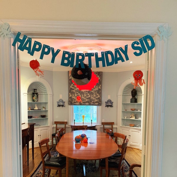 Octopus, Happy Birthday Banner, With First Name, Under the Sea Party ...