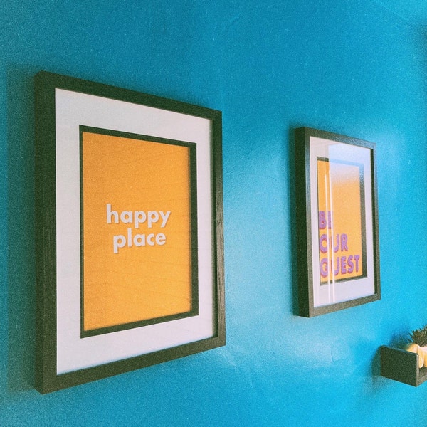 Happy Place Yellow Quote Typography Print | Colourful Print | Yellow ...