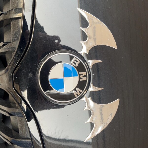 Chrome Bat Wings Car Emblem Sticker Silver Badge Gothic Devil Horns ...