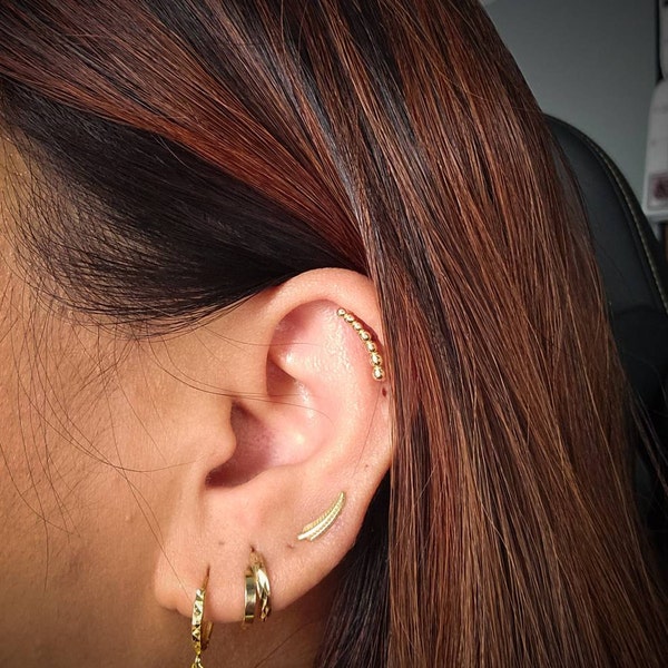 14K Solid Gold Cross Tragus Piercing: 16G Cartilage Earring - Etsy