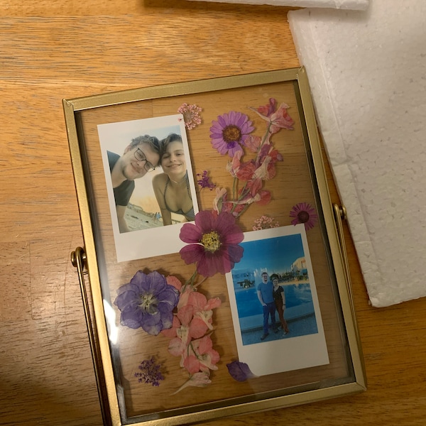 Personalized Polaroid Picture Frame With Real Pressed Flowers, Custom ...