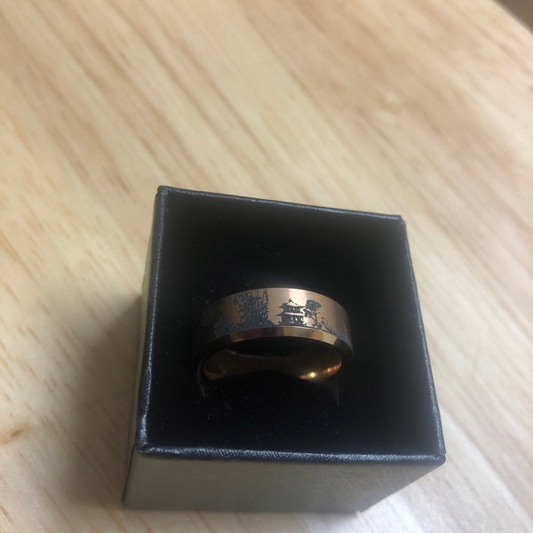 Engraved Feudal Japan Scene Ring, Old Japan Scene Ring, Nihon Japanese ...