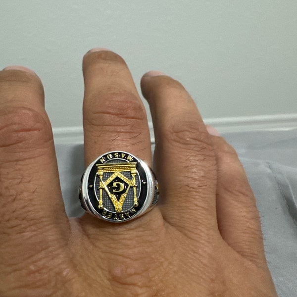 Masonic Ring Signet Ring Master Mason Freemason Mason Masonry Blue ...