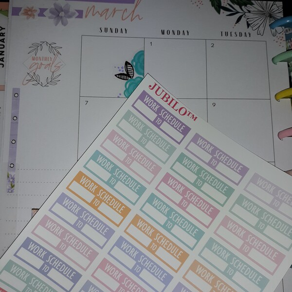 WORK SCHEDULE Stickers - Pastels. Planner Stickers. Calendar Stickers ...