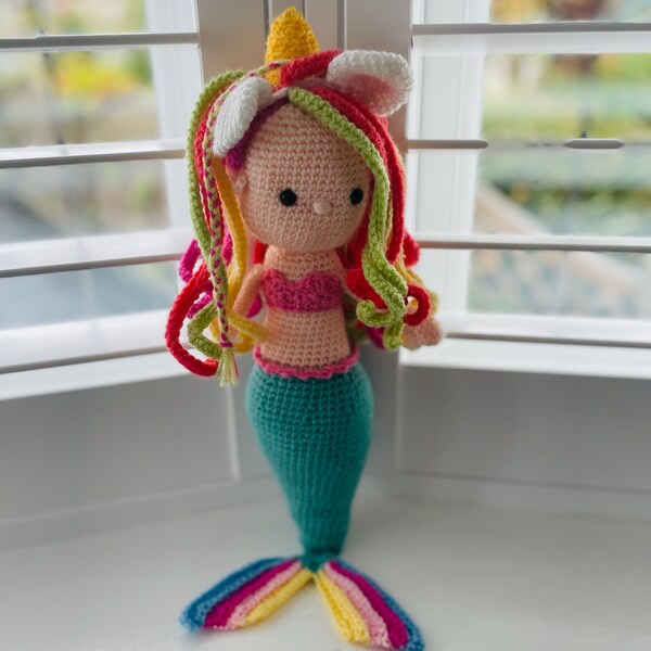 Amigurumi Rosie Girl Doll, Crochet Mermaid Doll, Crochet Unicorn Doll ...