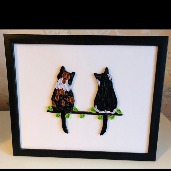 Personalised Cat Art Gift - Supplied Framed - 4 Cats - Fully ...