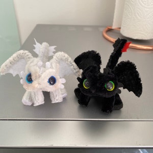 Pipe Cleaner Dragon, Toothless & Light Fury Couple Gift, finished/diy ...