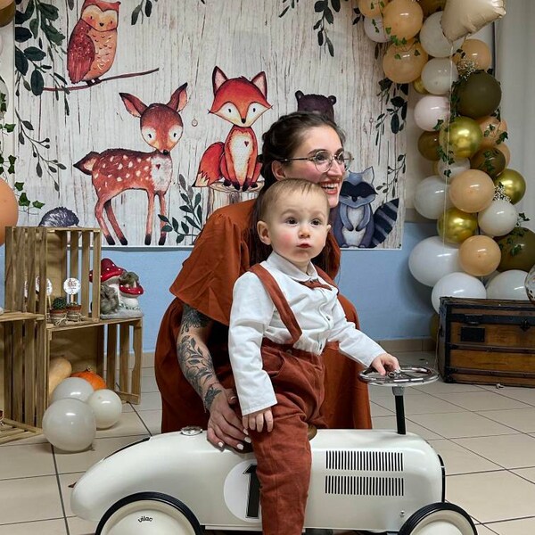 Baby Rust Suit Set, Baptism Onesie, Long Pants With Straps - Etsy