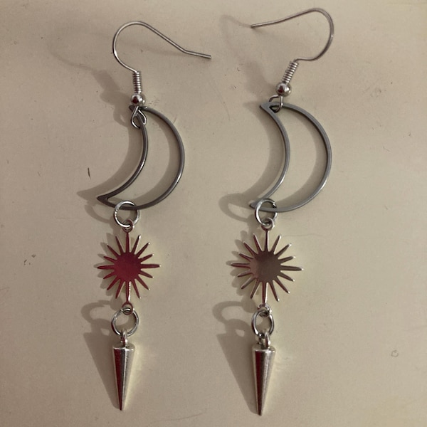 Round Celestial Gold Moon Earrings, Phases of the Moon Boho Jewellery ...