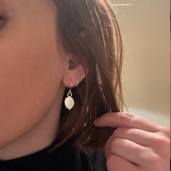 Silver Oak Leaf Earrings, Real Silver Leaf, Silver Drops, Recycled ...