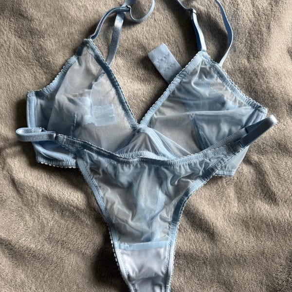 Sheer Bra and Panty Set Transparent Lingerie See Through White Bralette Mesh Panty Sheer ...
