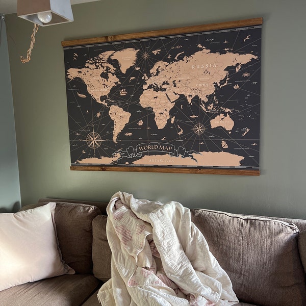 World Map Art | Large World Map | Classroom Wall Art | World Map Wall ...