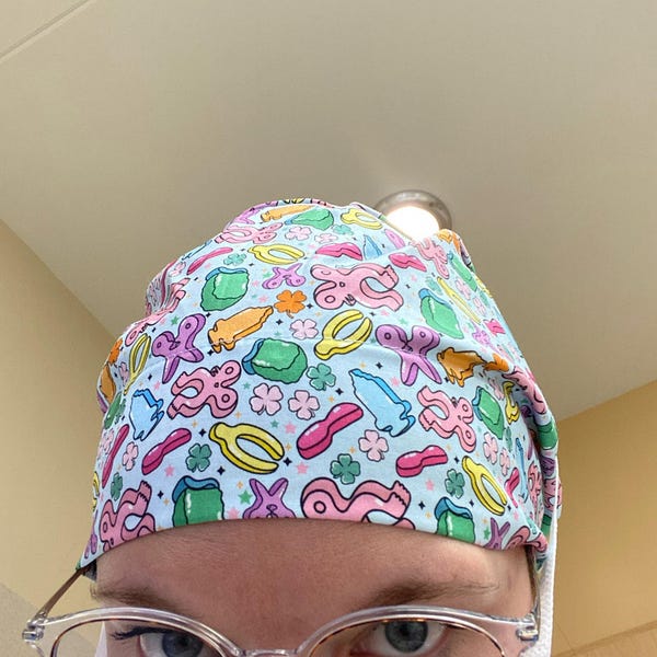 Scrub Hat by Kimkaps Surgical Hat Tie Back Scrub Cap Blue Yellow Purple ...