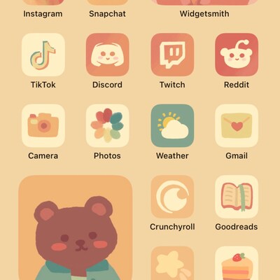 Cute Retro Hand Drawn Ios & Android App Icons Home Screen Set Widgets ...