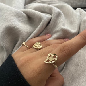 10k Solid Yellow Gold Slanted Heart Initial Letter Alphabet - Etsy