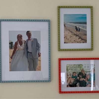 Glossy Beaded Bobbin Picture Frame Lacquered Bobbin Frame Painted ...