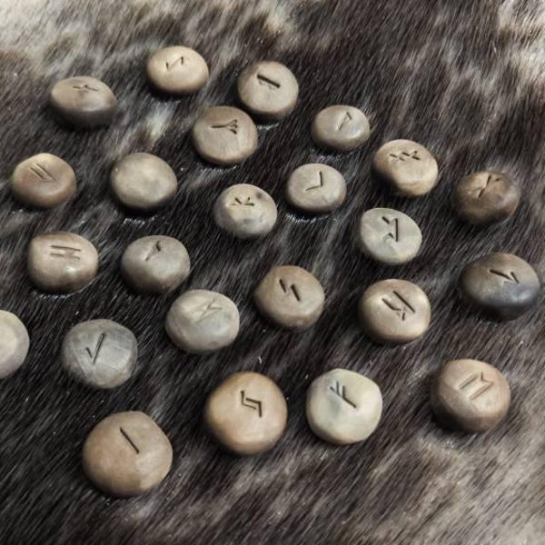 Rune 'stones' Handmade Ceramic. Earth Runes. A Set of 24 Runes of the ...