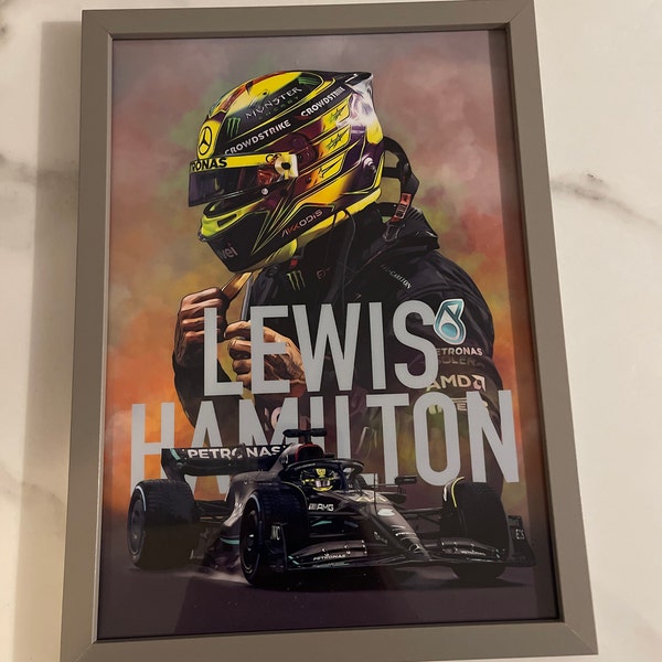 Hamilton Mercedes F1 Art Poster Print, Formula 1 Poster, Lewis Hamilton ...