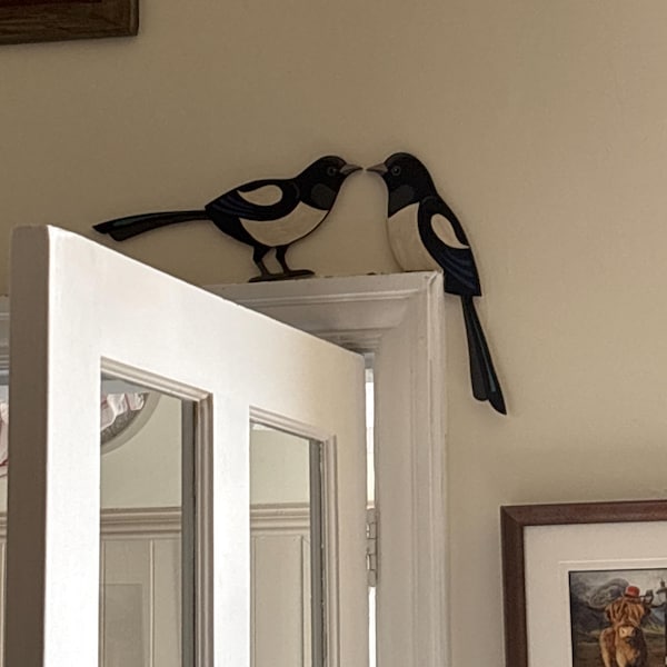 Hand Painted Magpie Pair to Sit on Top of a Door Frame - Etsy