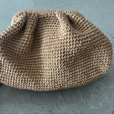 Small Raffia Beige Clutch Bag for Women Straw Knitted Raffia Bag Pouch ...
