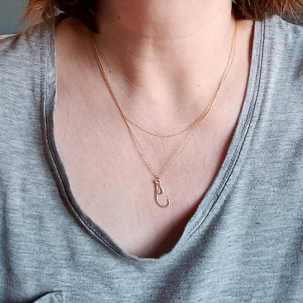 Gold Pray Necklace | 14K Solid Gold Circle Necklace, Gift for Her ...