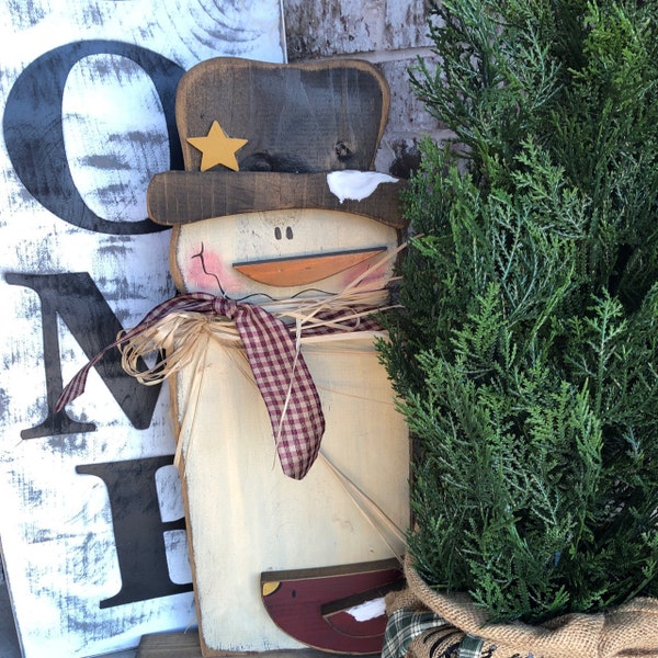 Primitive Country Wooden Snowman/standing Snowman/wooden Snowman/made ...