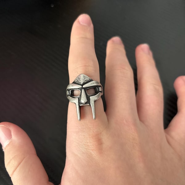 Steel MF Doom Mask Ring - Spartan Helmet Ring, Mens Silver Gladiator ...
