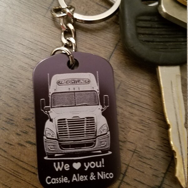 Freightliner Truck Driver Gift With Trucker's Prayer Dog Tag Keychain ...
