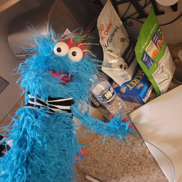 Blue Shaggy Chin Pro Monster Hand Puppet - Etsy