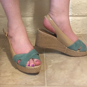 MAURICES Multi Colored/ Black Fabric Wedges Vintage 90's Wedges ...