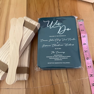 Black and White Wedding Program Fans for Outdoor Ceremony, Wooden ...