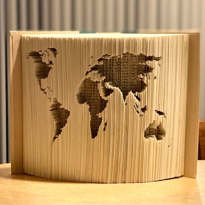Folded Book Art Pattern, World Map Pattern, World Map, Map - Etsy