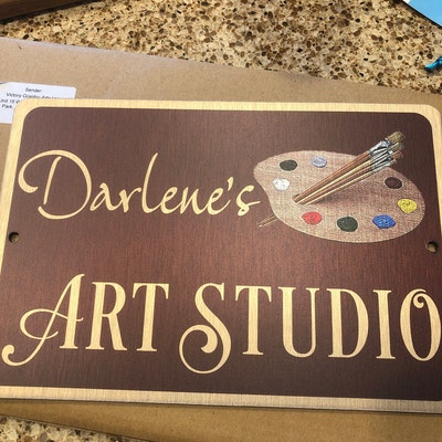 Art Studio Sign, Personalized Signs, Brushed Bronze and Copper Finish ...