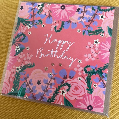 Lottie Simpson 'happy Birthday Mum' Floral Mini Card - Etsy