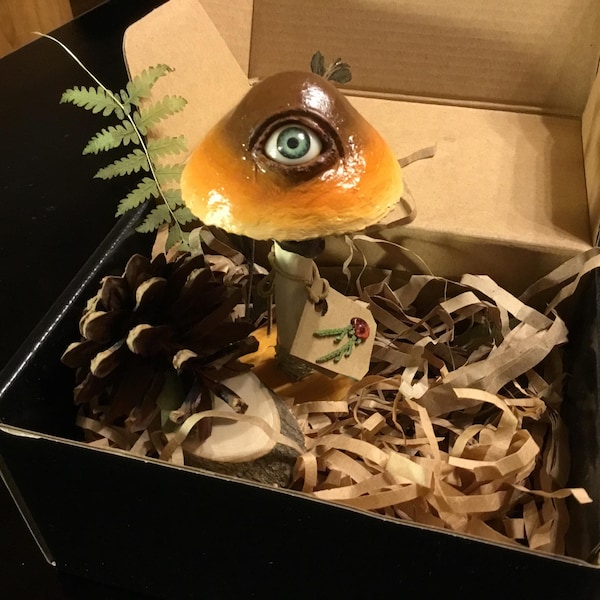 Creepy Mushroom Ornament Fantasy Fairy Fungi Weird Shaped Eyeball ...
