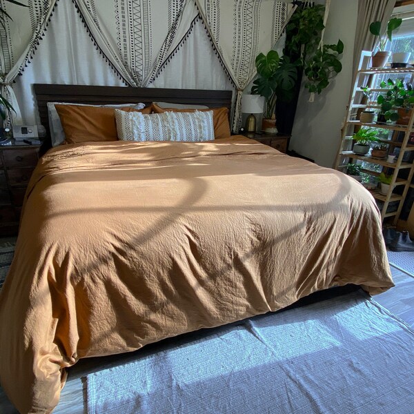 Linen 100% Pure Rust Orange Duvet Cover - Washed Cotton Duvet Cover ...