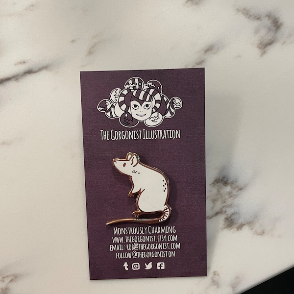 Curious White Rat Rose Gold Enamel Pin - Etsy