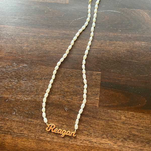 Personalized Pearl Name Necklace by Caitlyn Minimalist • Custom Dainty ...