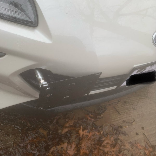 Front Bumper Tow Hook Cover Fascia License Plate Bracket Frame Holder ...