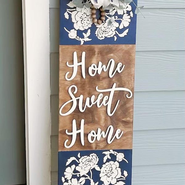 Home Sweet Home Front Porch Leaner Spring Decor Stay Awhile Sign ...