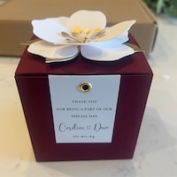 White Favor Boxes With Flower Decor for Wedding, Bridal Party, Baptism ...