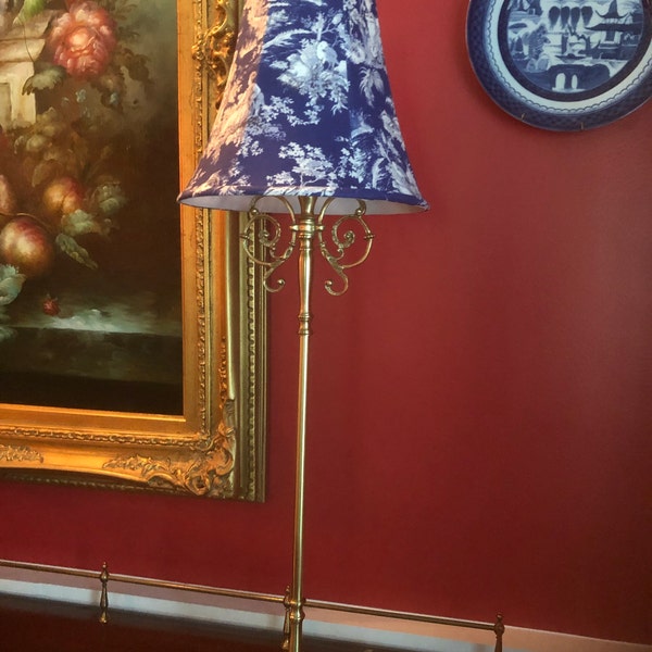 Toile Lamp Shade, Blue Toile Lamp Shade, Blue Lamp Shade, French Lamp ...
